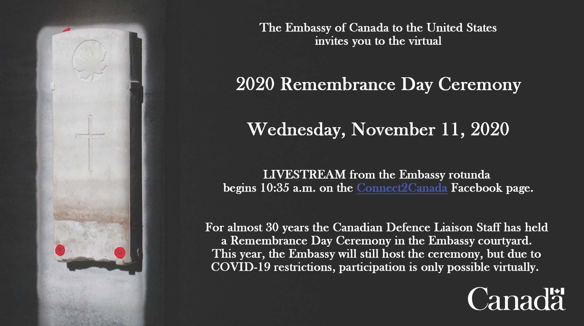 Reminder: Embassy of Canada in the United States 2020 Remembrance Day ...